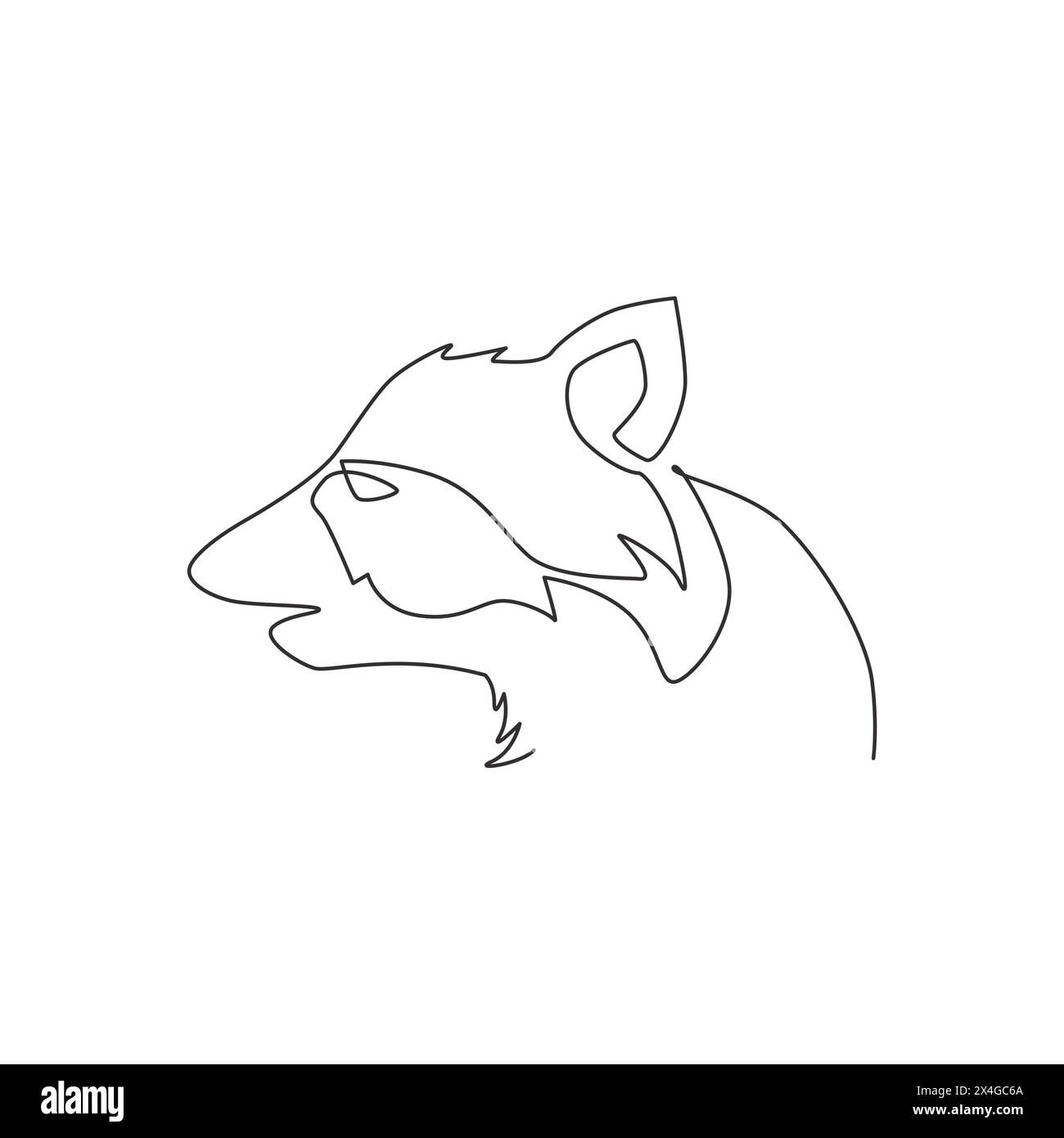 Single continuous line drawing of adorable and cute head raccoon for e ...
