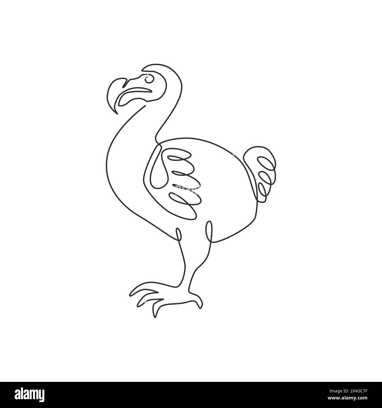 One single line drawing of adorable fun dodo bird for logo identity ...
