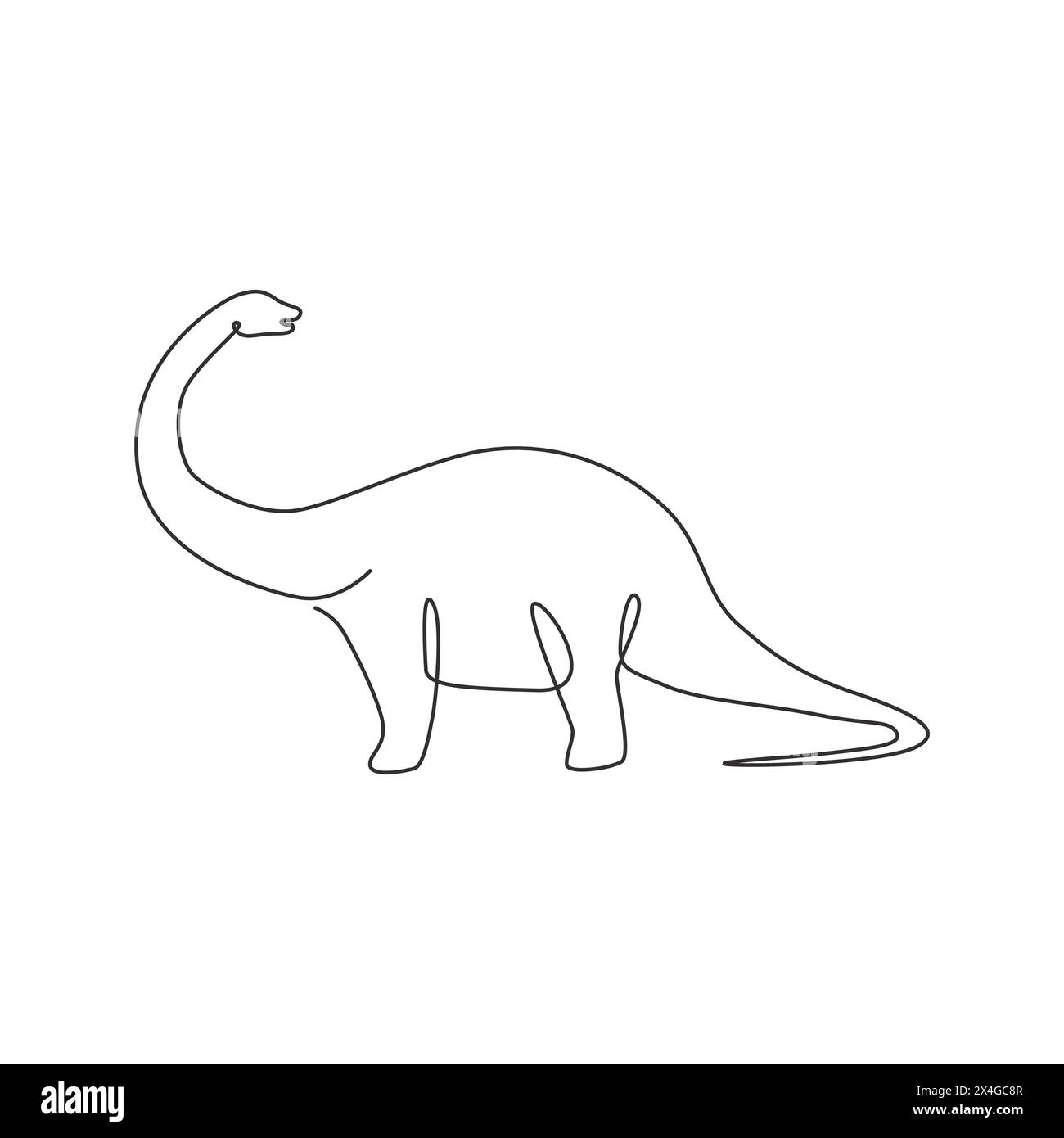 One continuous line drawing of giant brontosaurus prehistory animal ...