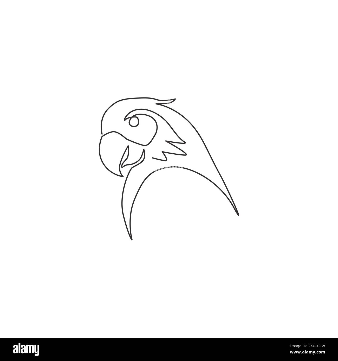 One continuous line drawing of cute parrot bird head for logo identity ...
