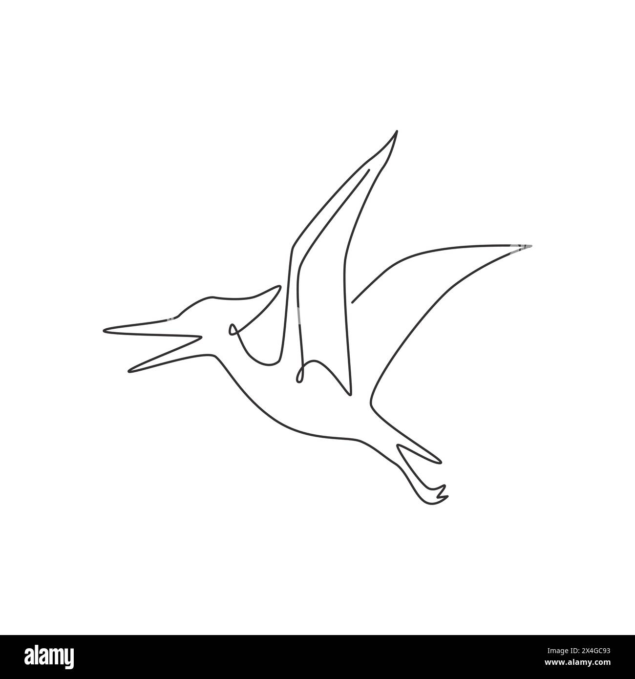 One continuous line drawing of aggressive pterodactyl prehistory animal ...