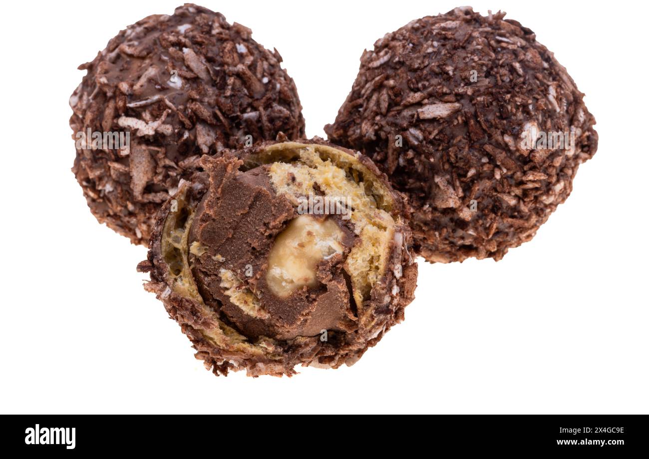 chocolate truffle with nut isolated on white background Stock Photo - Alamy