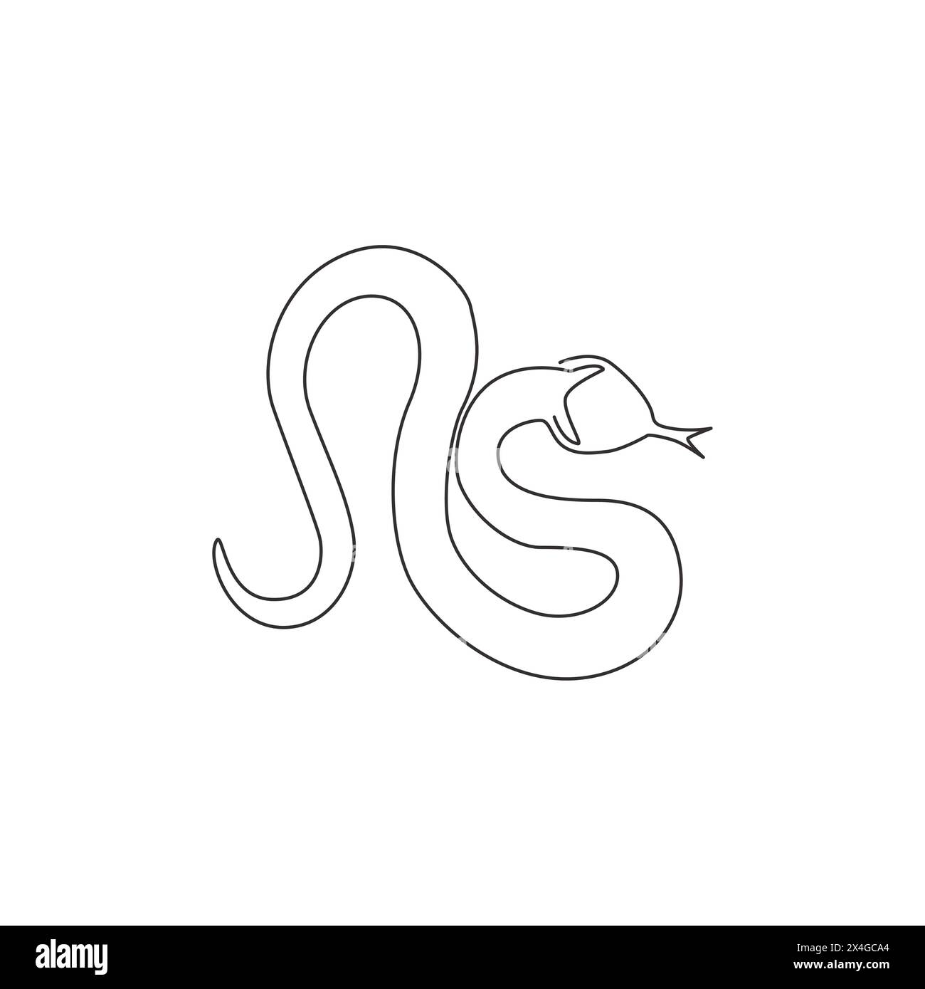 One continuous line drawing of venomous snake for reptile animal lover ...