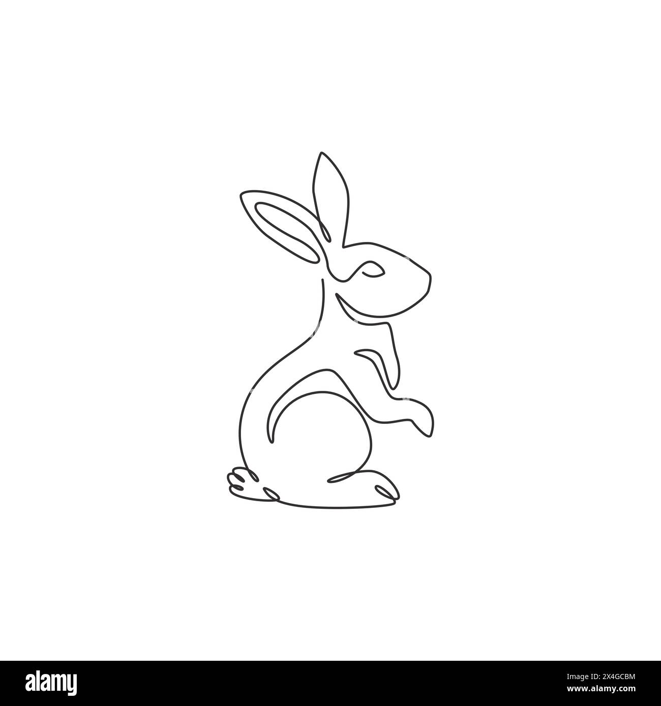 One continuous line drawing of adorable standing rabbit for animal ...