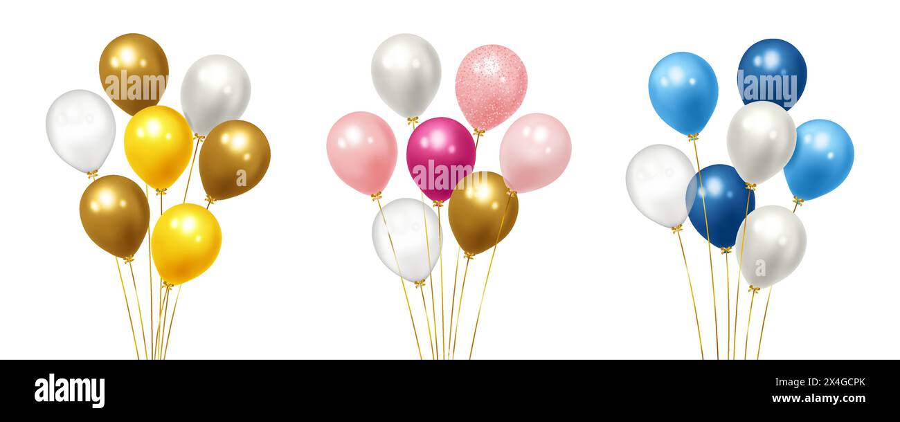 Festive realistic balloons set. Celebration design with colorful ...