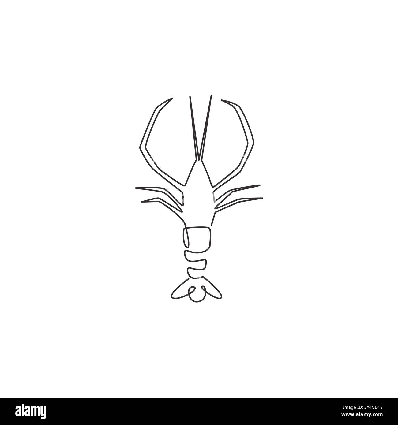 One single line drawing of fresh shrimp for seafood company logo ...