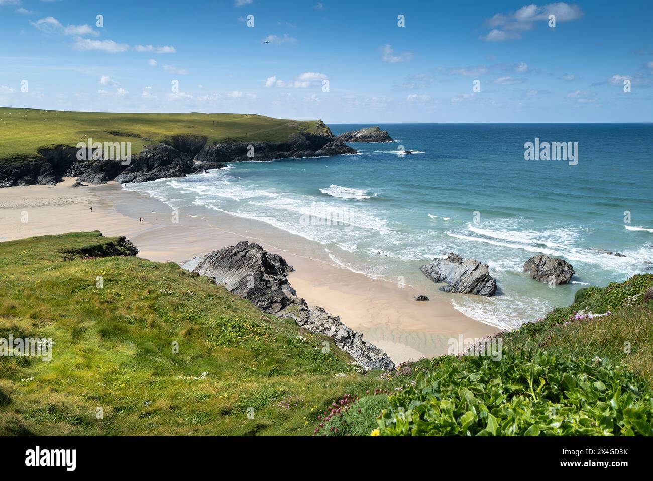 The secluded and unspoilt Polly Joke Porth Joke beach on the coast of ...