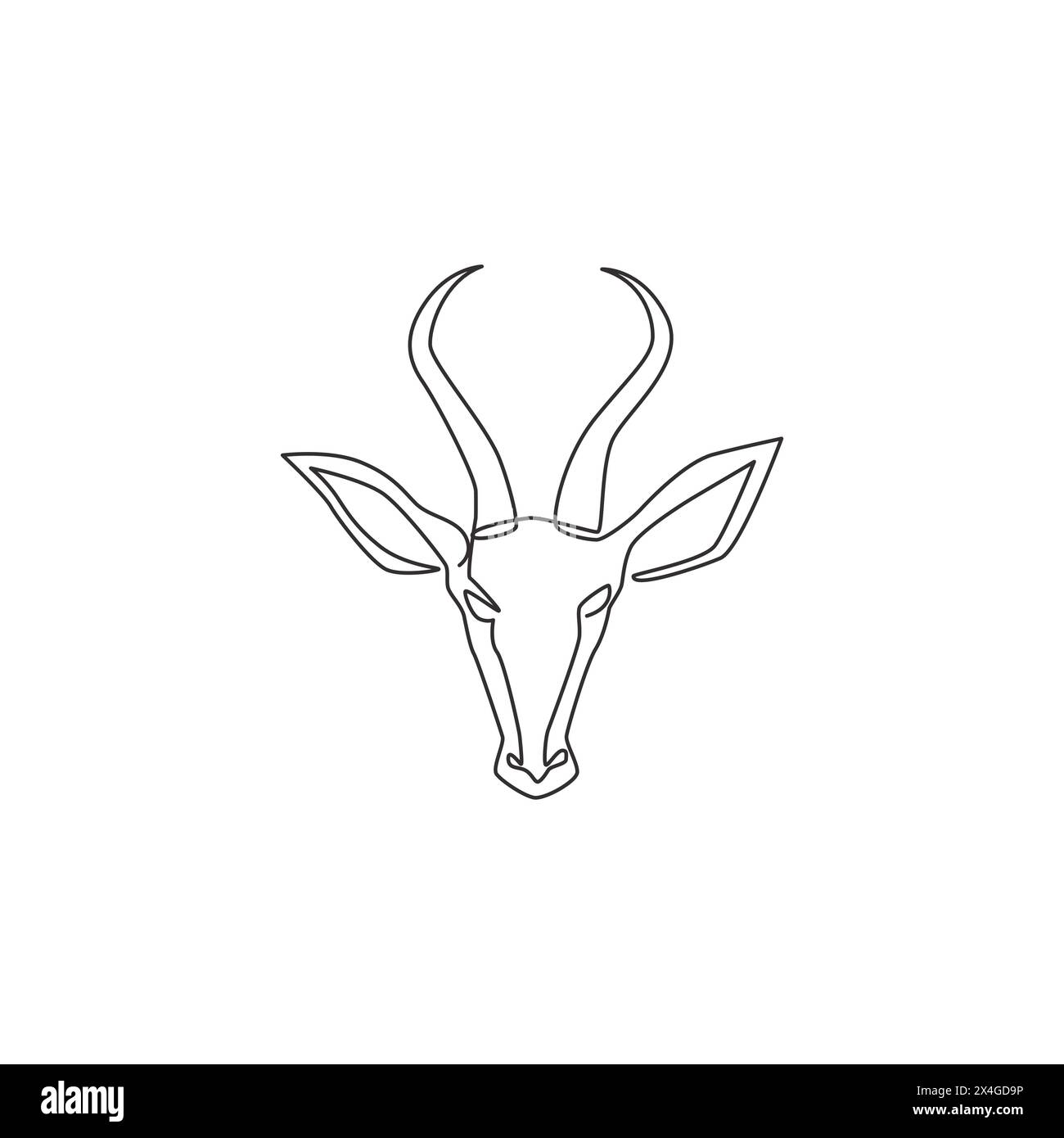 One continuous line drawing of adorable antelope head for company logo ...