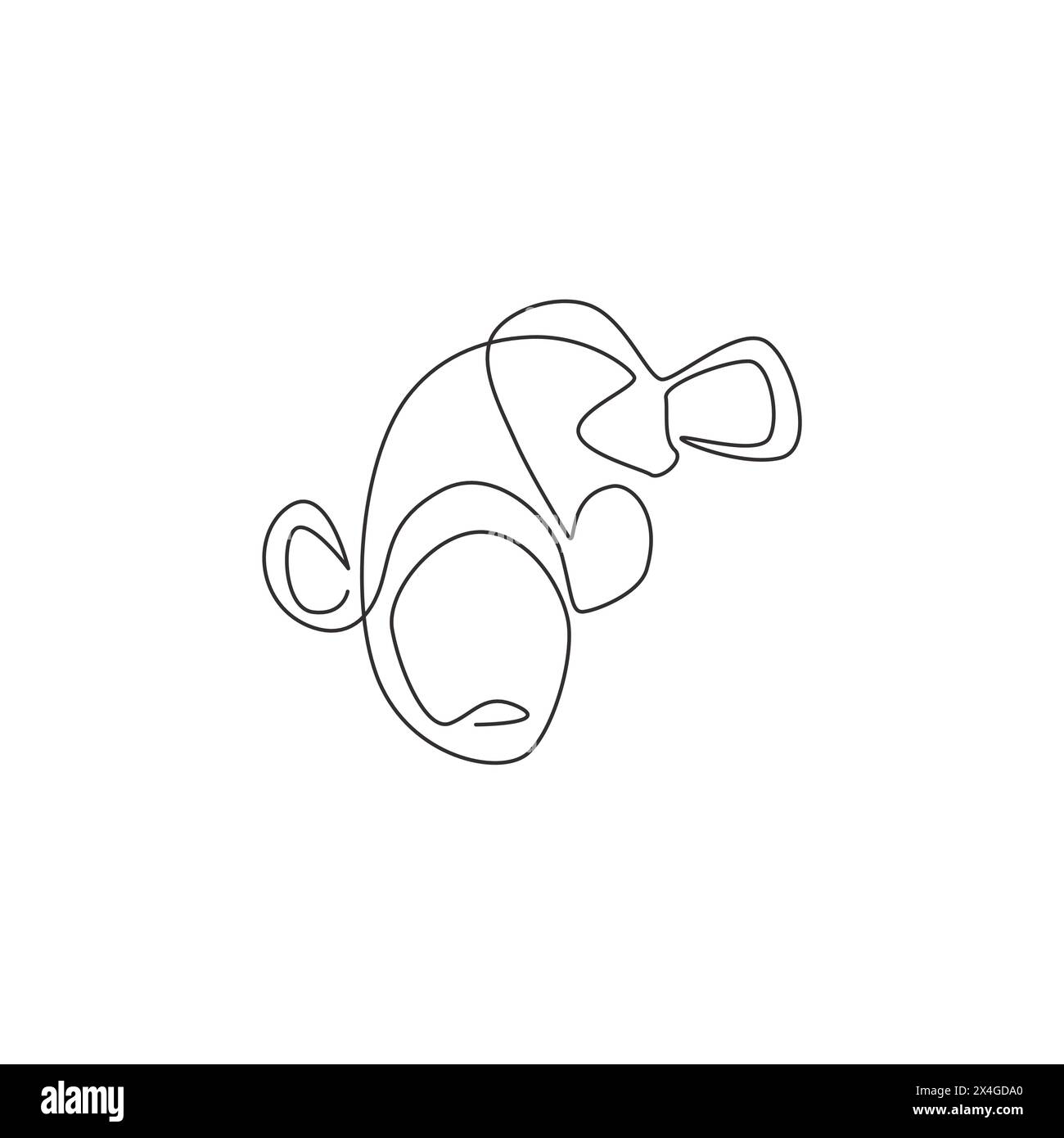 One single line drawing of cute clown fish for aquarium tank logo ...