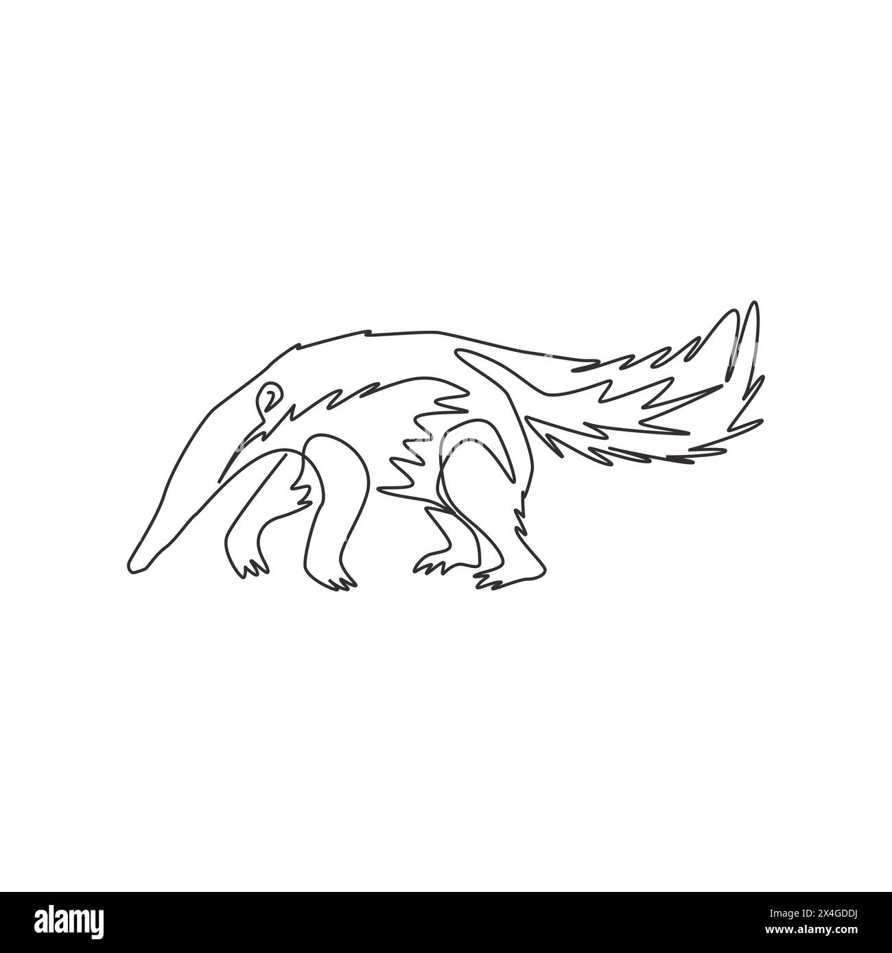 Single continuous line drawing of large anteater for logo identity ...