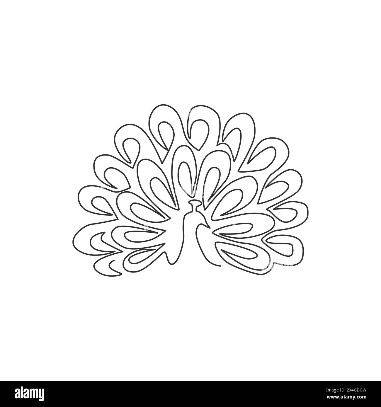 One single line drawing of beautiful peacock for company logo identity ...
