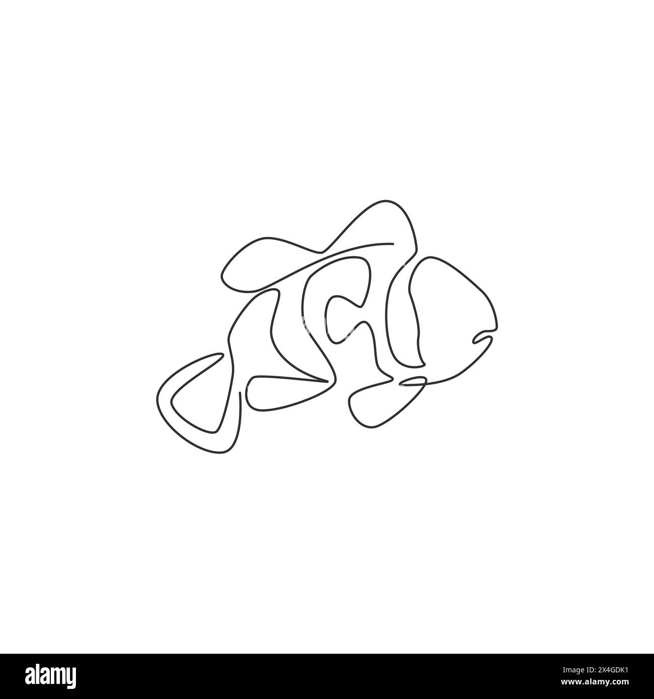 Single continuous line drawing of funny clown fish for logo identity ...