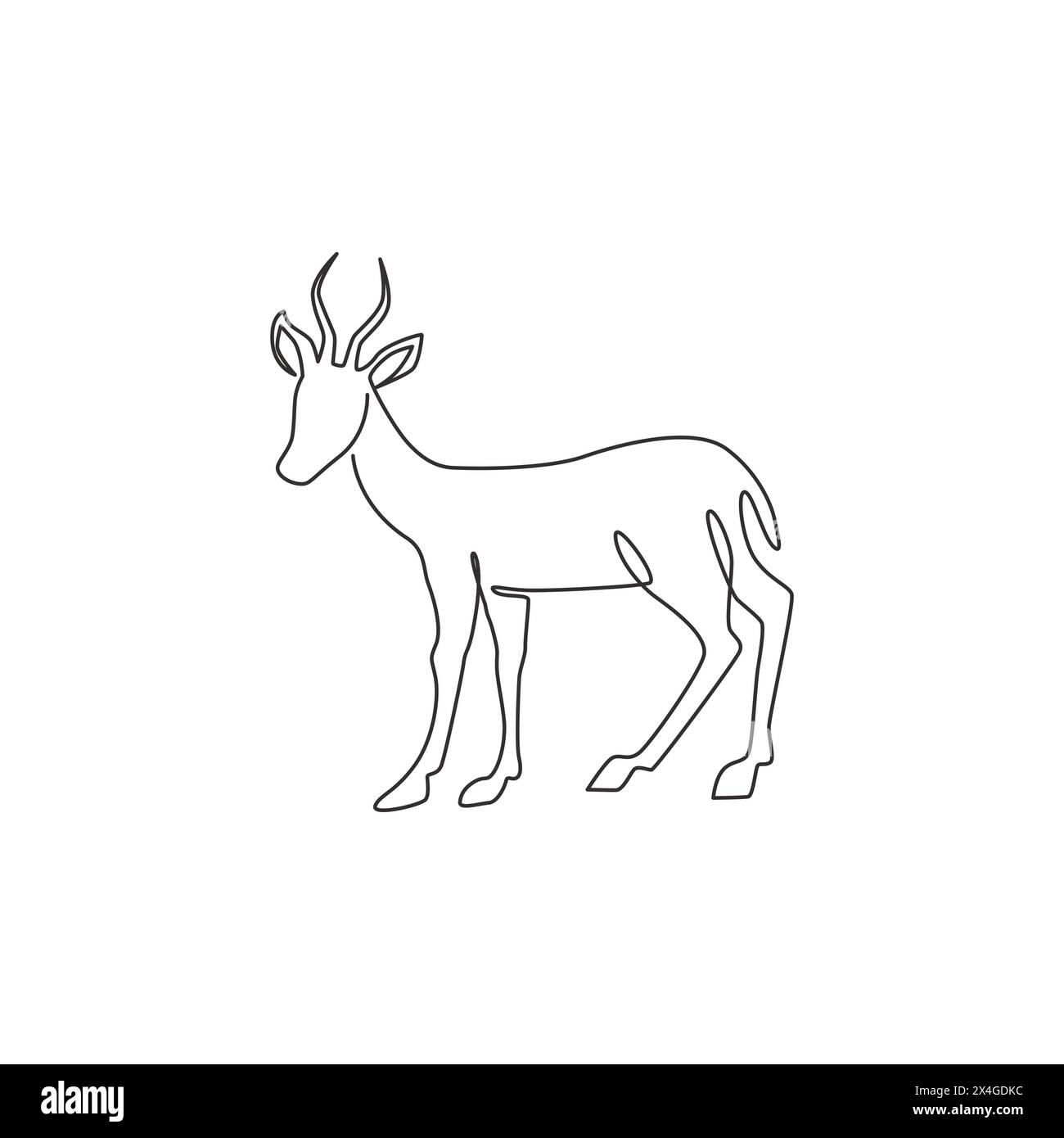 Single continuous line drawing of cute antelope for company logo ...