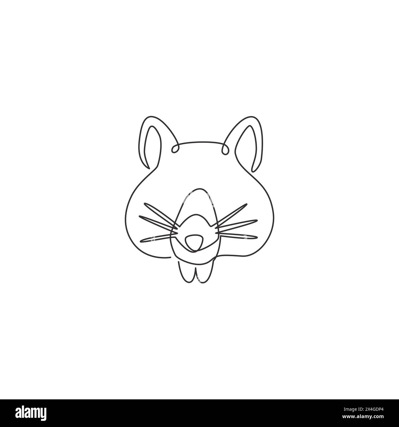One continuous line drawing of adorable hamster head for logo identity ...