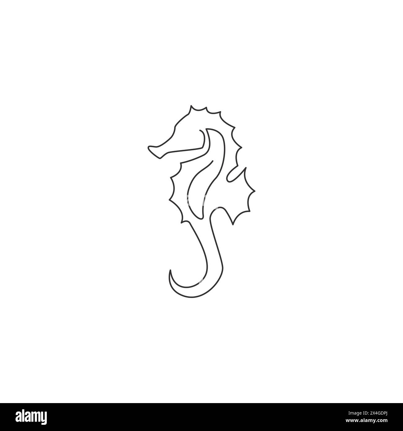 One continuous line drawing of adorable sea horse for logo identity ...