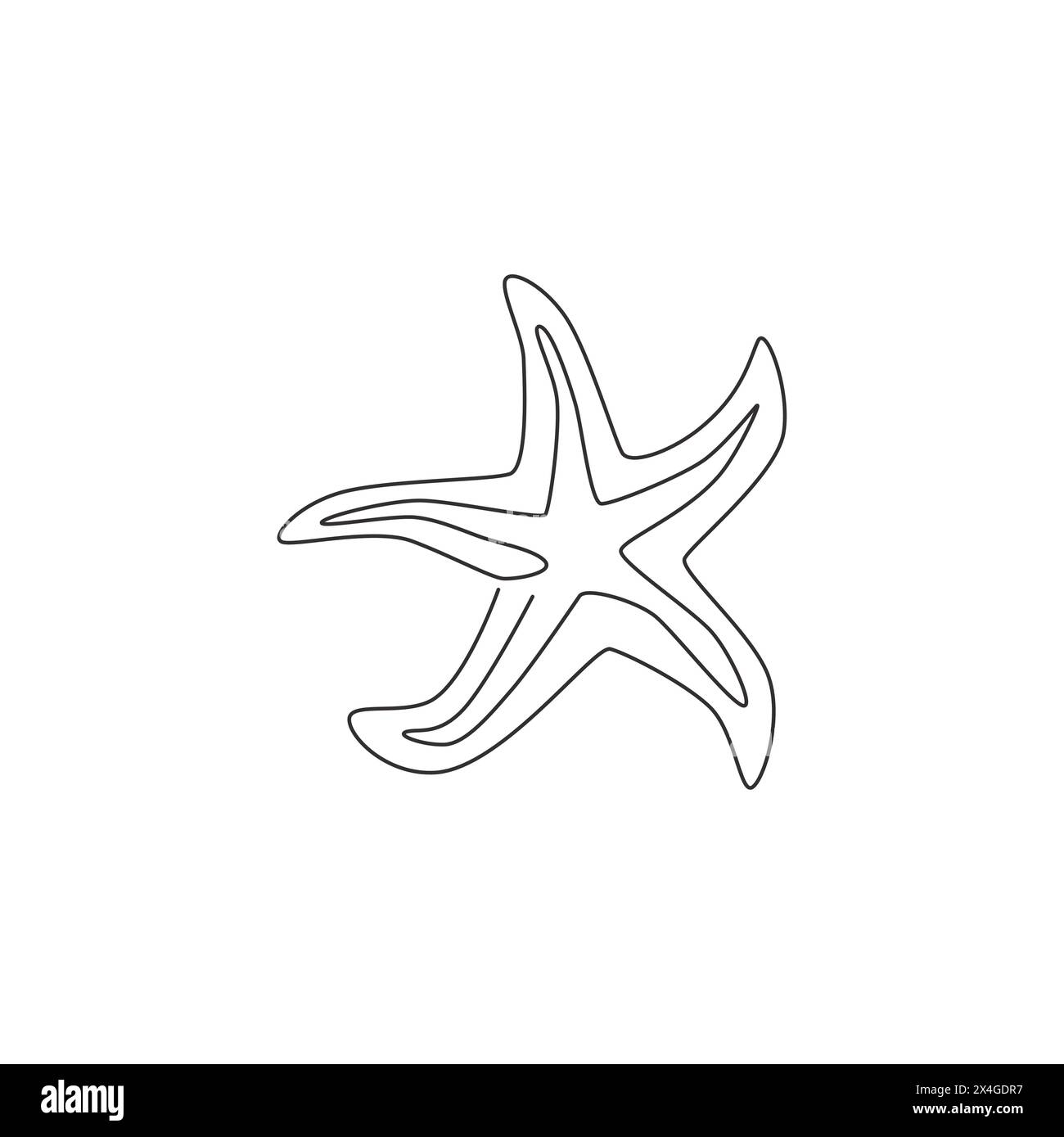 Single continuous line drawing of adorable sea star for nautical logo ...