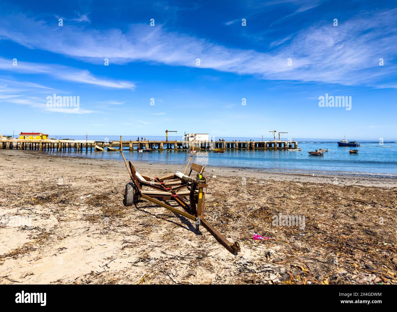 Old jetty in small West Coast town of Port Nolloth, South Africa Stock ...