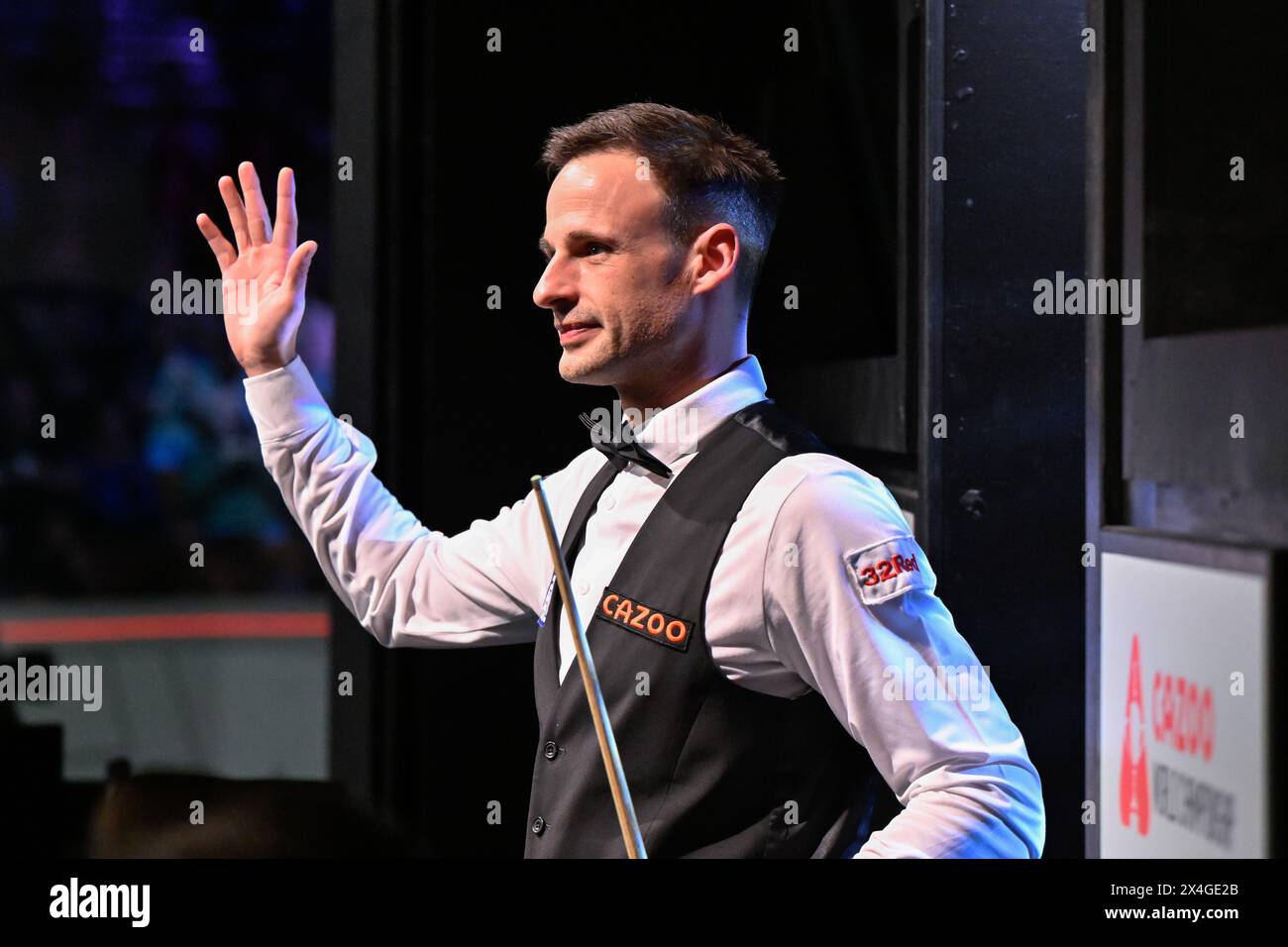 David Gilbert walks out ahead of the Cazoo World Championships 2024 at ...
