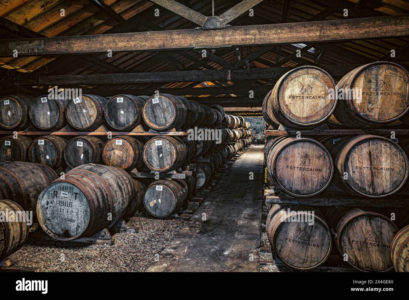 Fettercarin Distiller, Whisky maturing in barrels at the renowned and ...