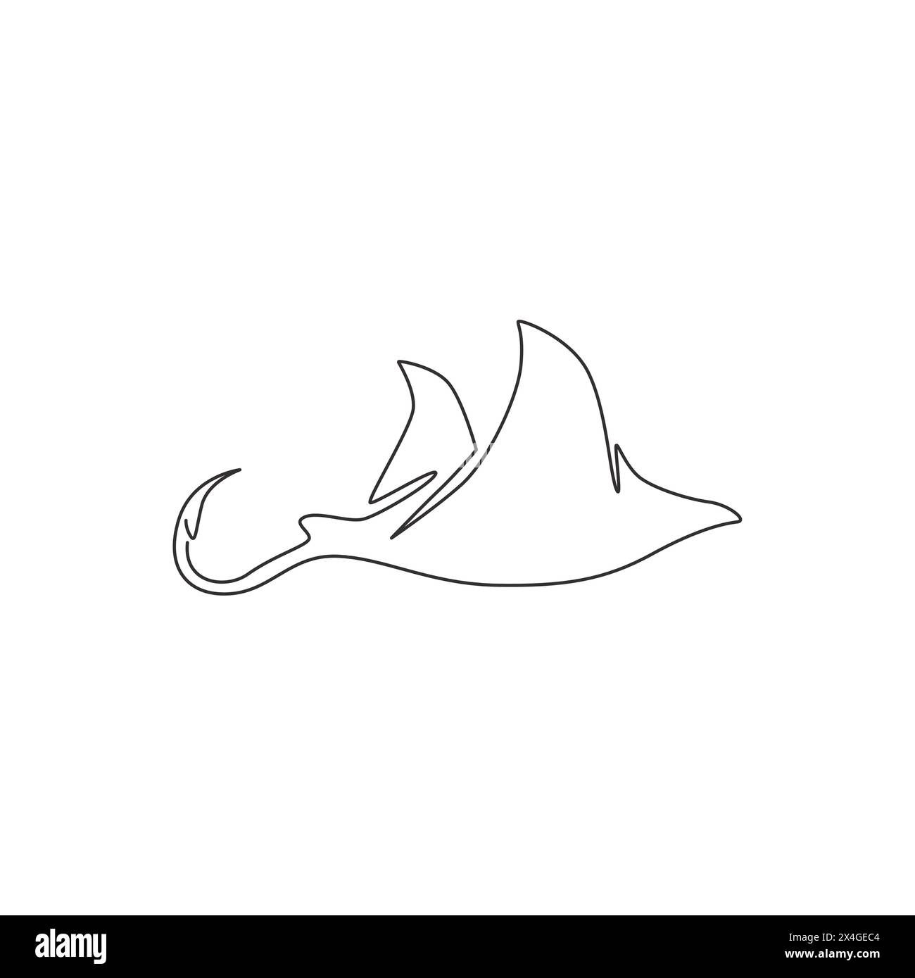 Single continuous line drawing of adorable stingray for logo nautical ...