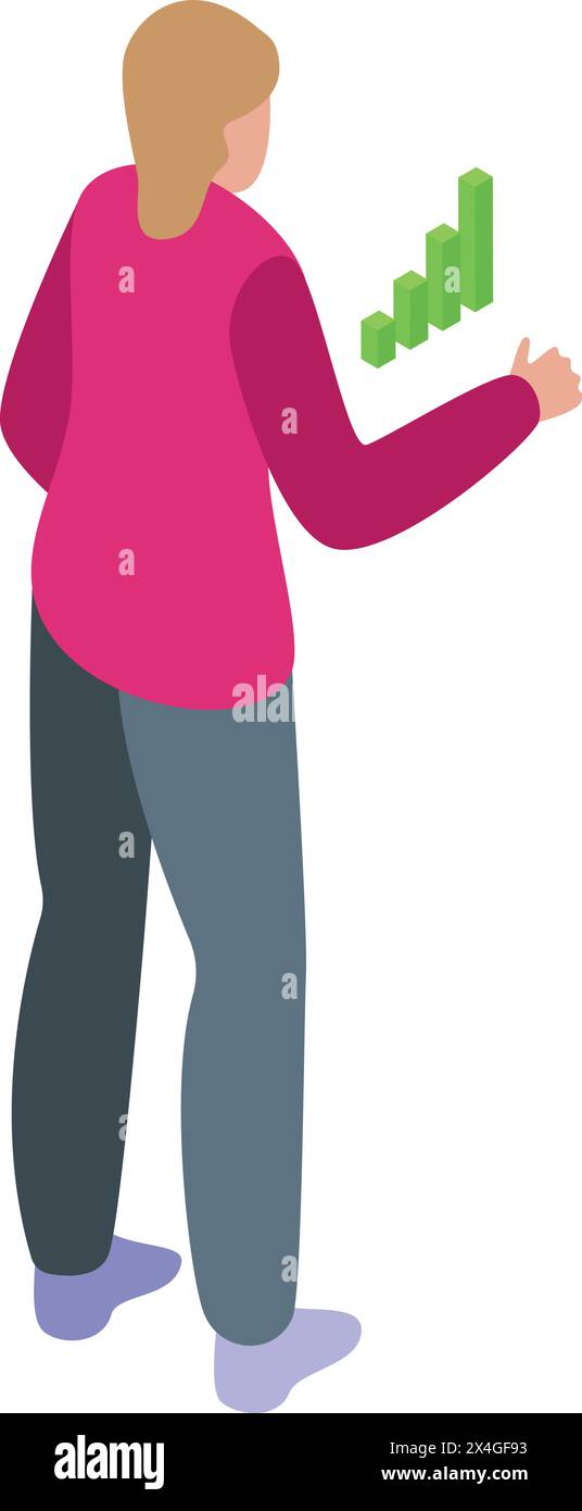 Workaholic female icon isometric vector. Work career. Time busy Stock ...