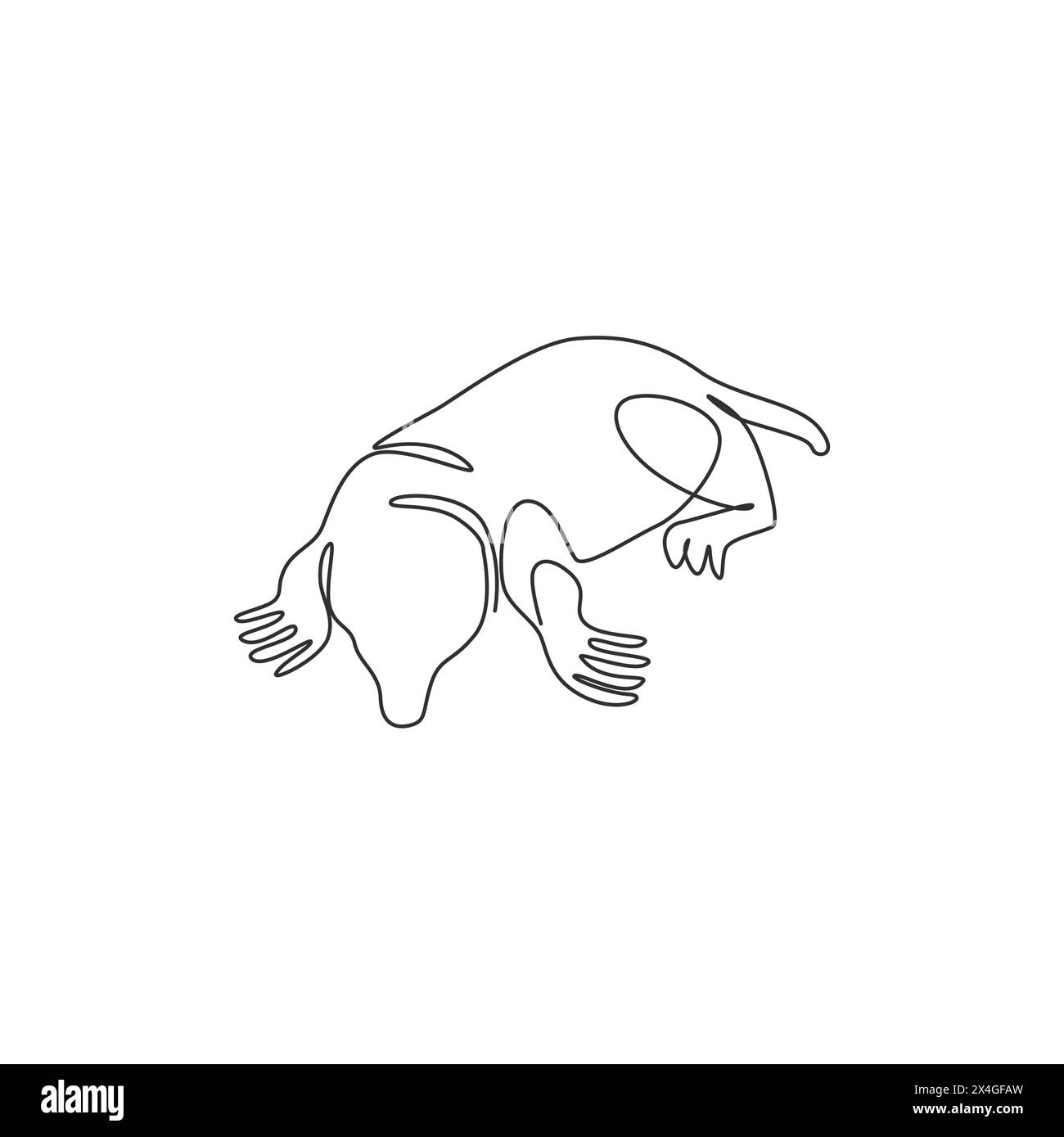 Single continuous line drawing of adorable lawn mole for logo identity ...