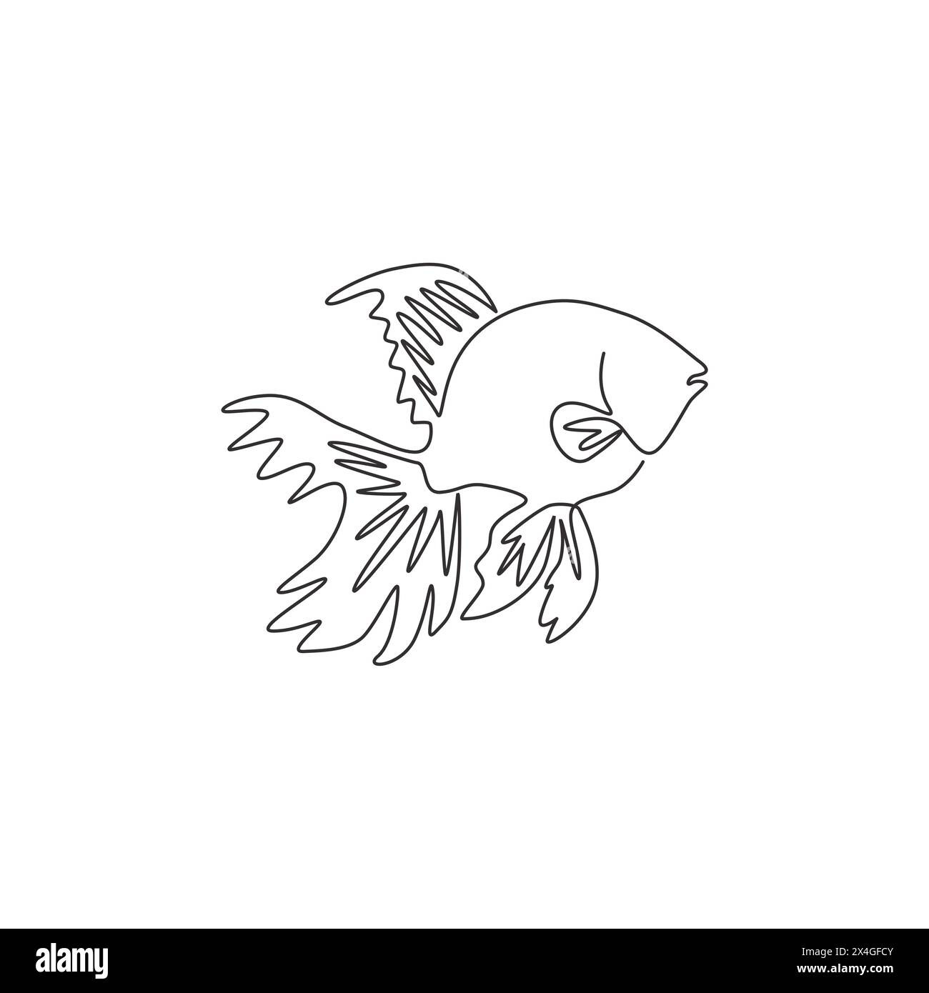One continuous line drawing of cute goldfish for company logo identity ...