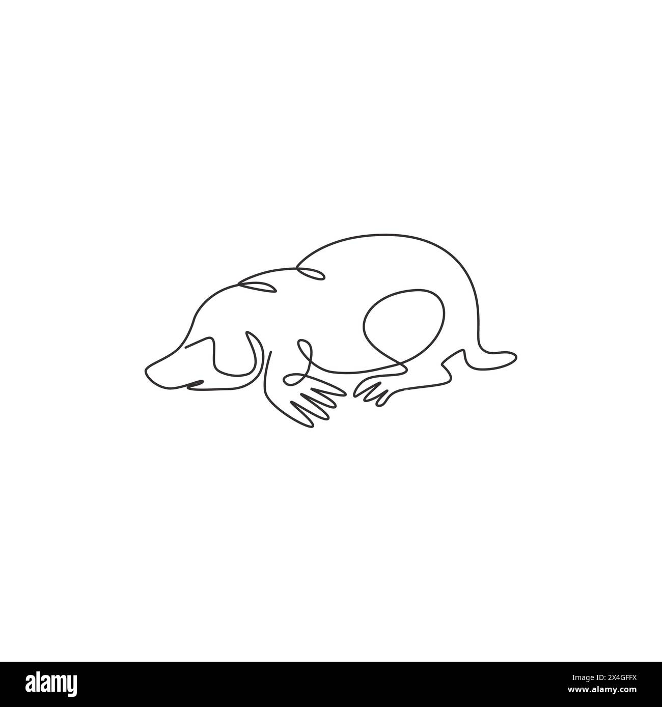 One continuous line drawing of cute lawn mole for company logo identity ...