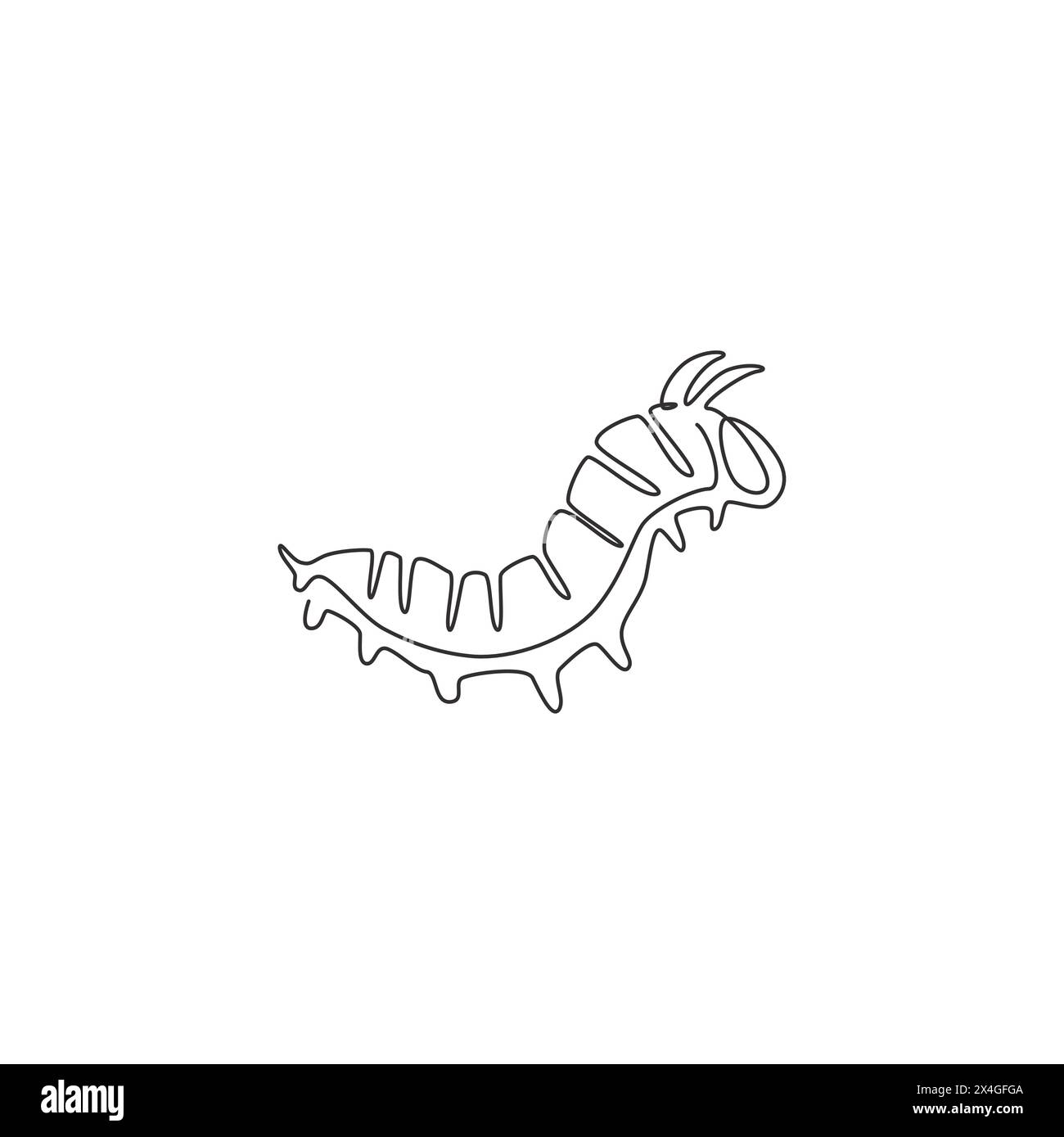 Single one line drawing of beauty caterpillar for company logo identity ...