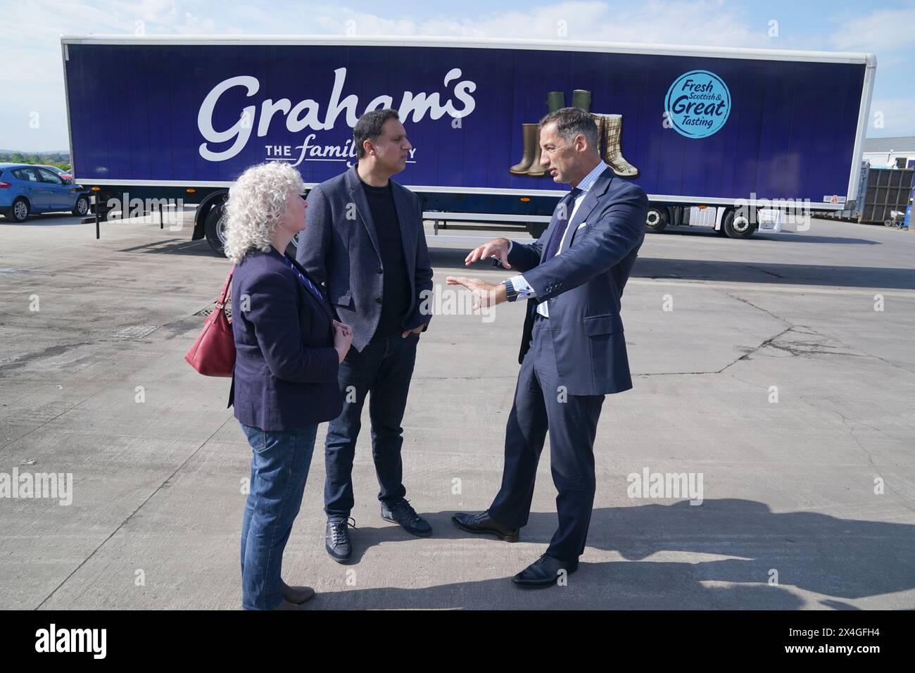 Scottish Labour leader Anas Sarwar chats with Robert Graham from Graham ...