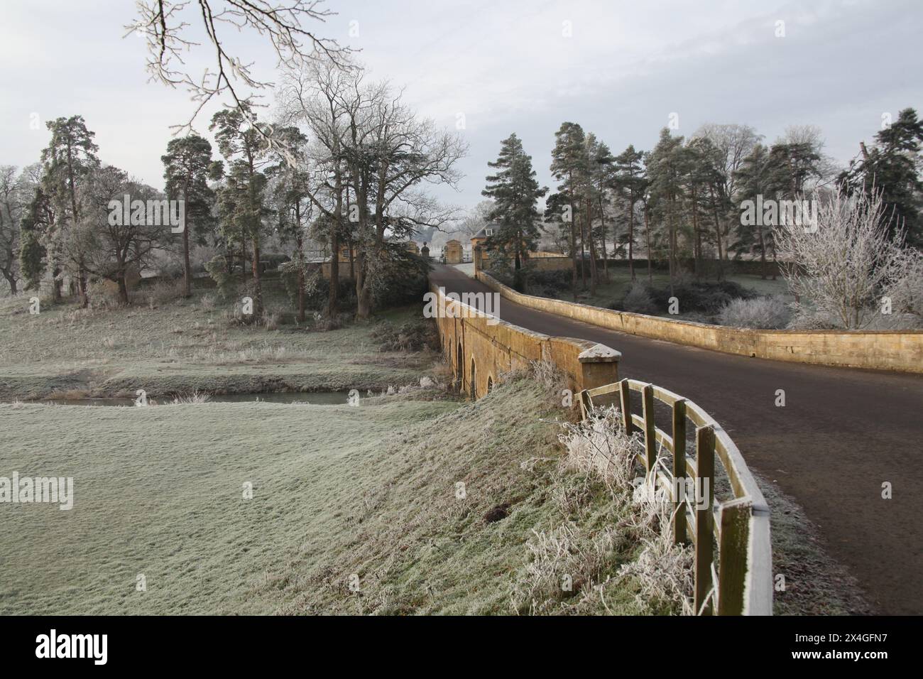 A bridge leading to Cornbury Park, over the River Evenlode in Charlbury ...