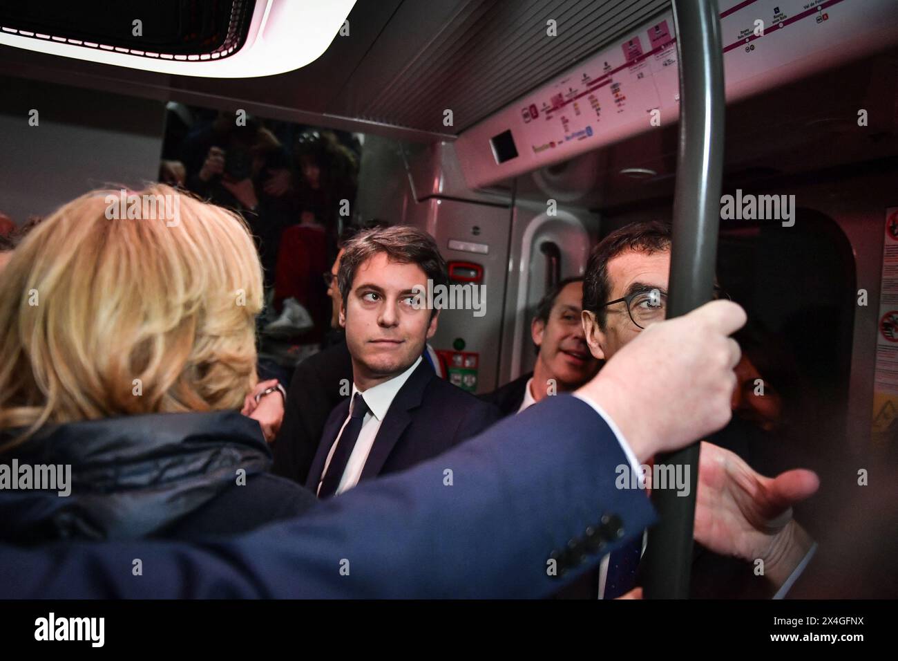 Paris, France. 03rd May, 2024. French Prime Minister Gabriel Attal (C ...