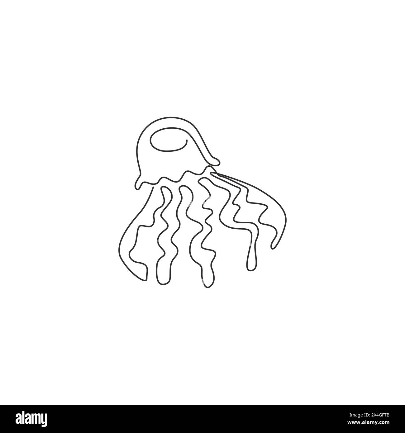Single continuous line drawing of exotic jellyfish for company logo ...