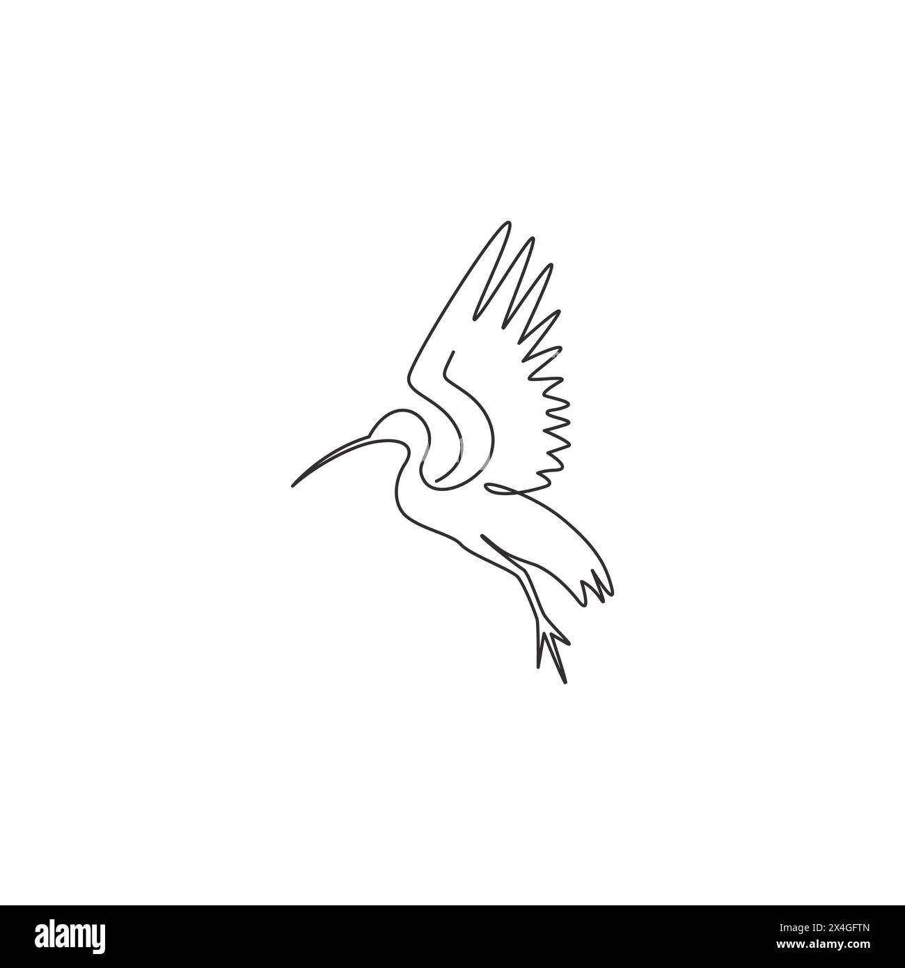 One single line drawing of adorable ibis for foundation logo identity ...