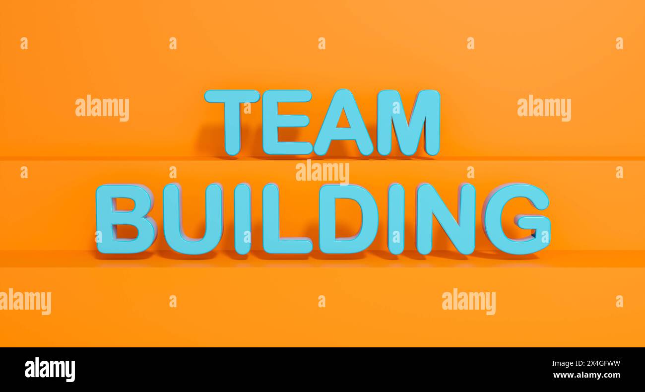 Team Building. Team Building. Blue shiny plastic letters, yellow ...
