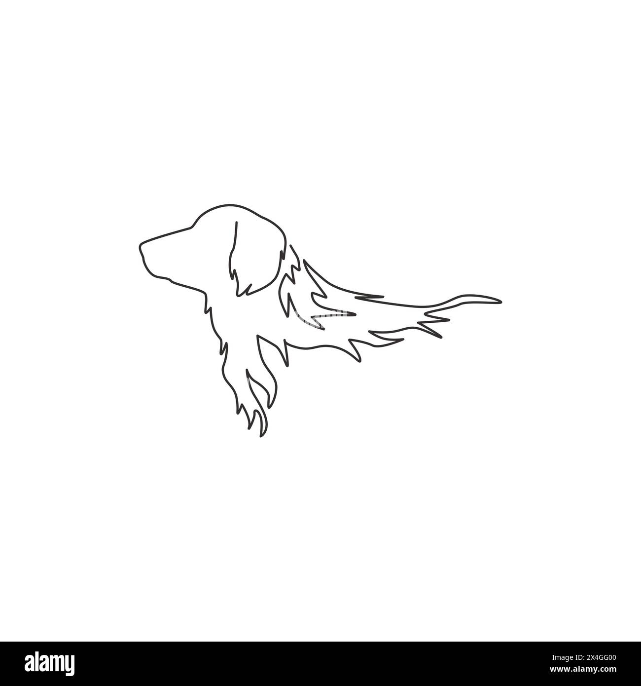 Single continuous line drawing of adorable golden retriever dog for ...