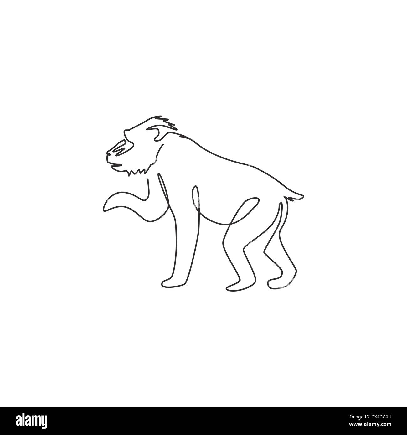 One single line drawing of adorable mandrill for company logo identity ...