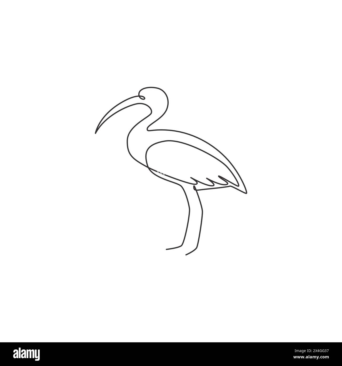 One continuous line drawing of cute ibis for company logo identity ...