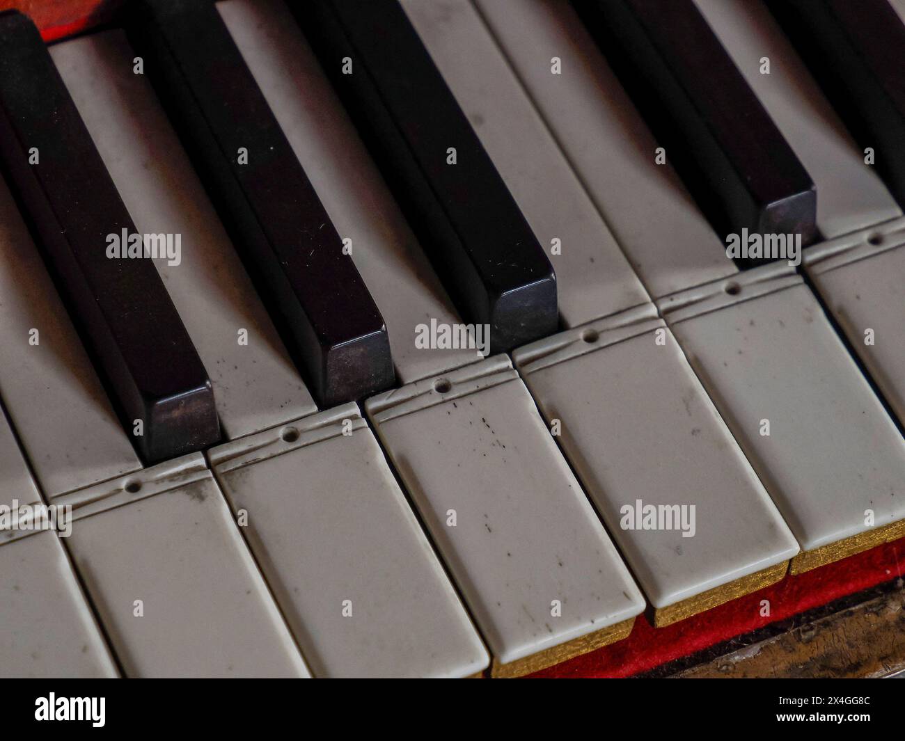 AVEIRO, PORTUGAL - APRIL 25 2024 old pipe organ keyboard in the church ...