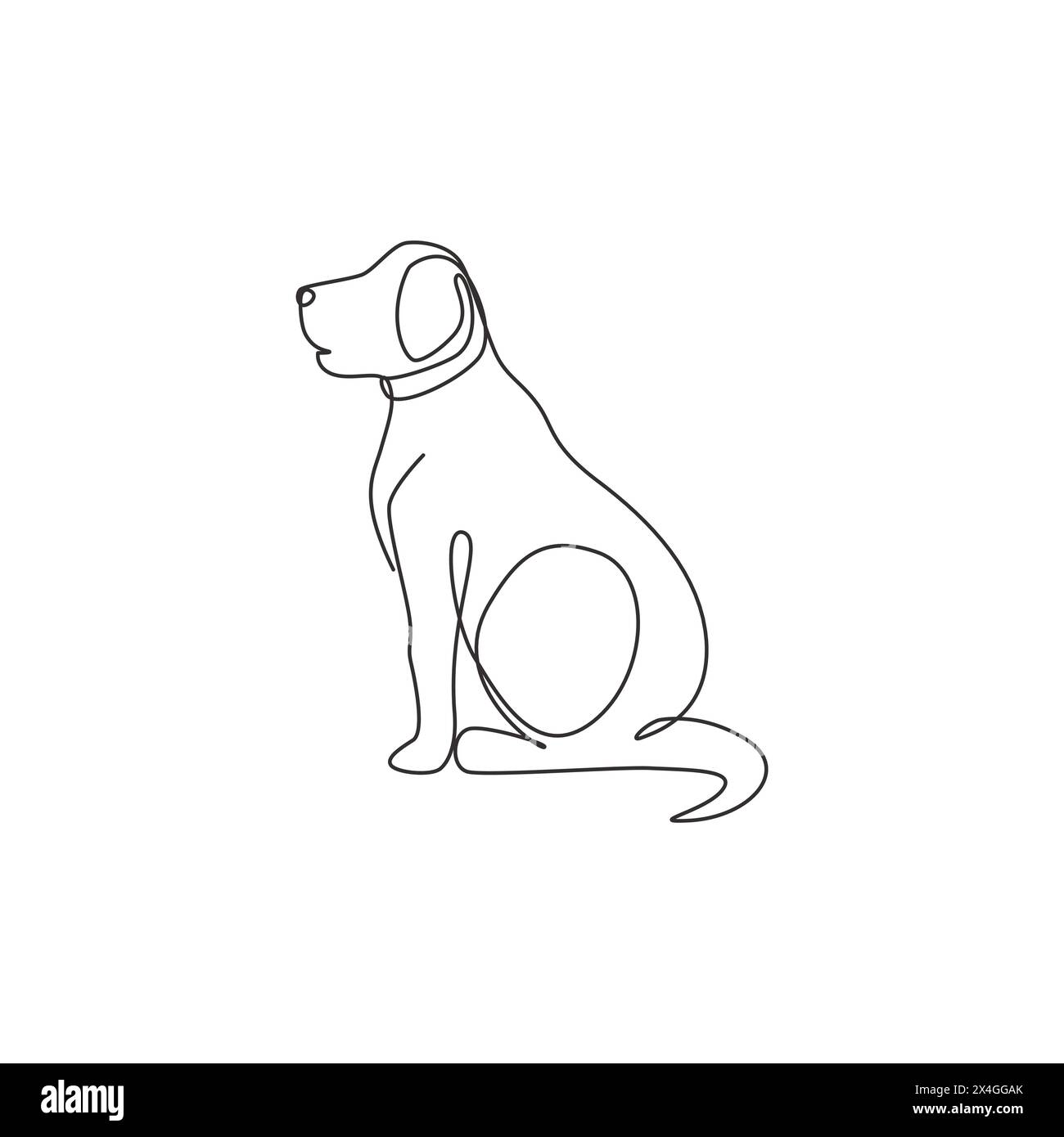 Single one line drawing of adorable labrador retriever dog for logo ...