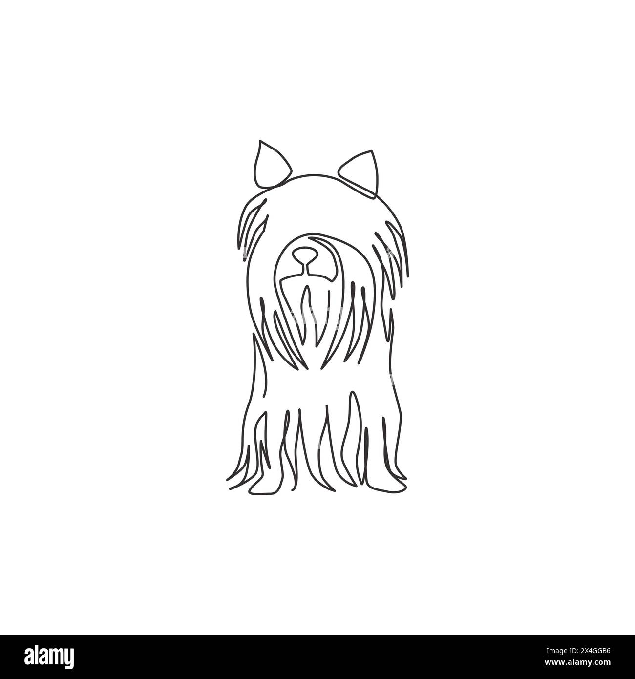One continuous line drawing of cute yorkshire terrier dog for company ...