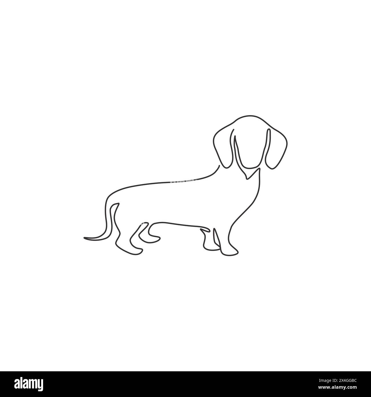 Single one line drawing of funny dachshund dog for logo identity ...