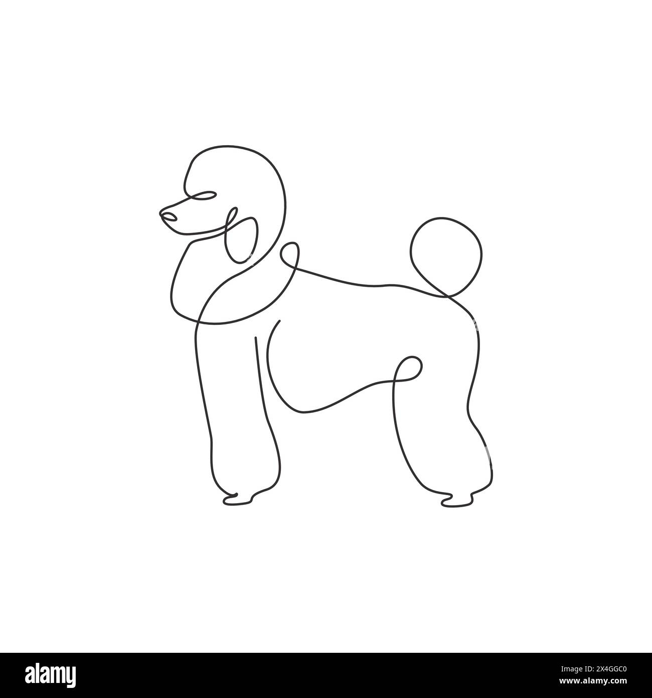 Single continuous line drawing of adorable poodle dog for company logo ...