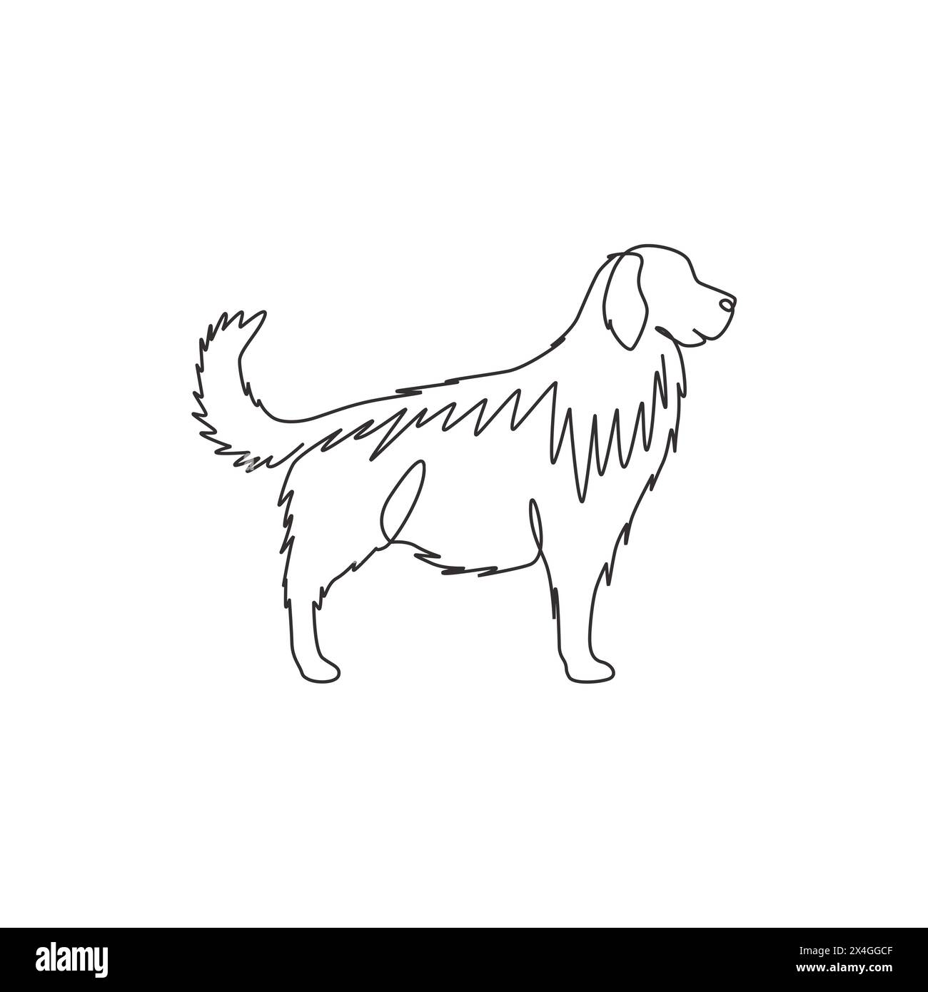 One continuous line drawing of cute golden retriever dog for company ...