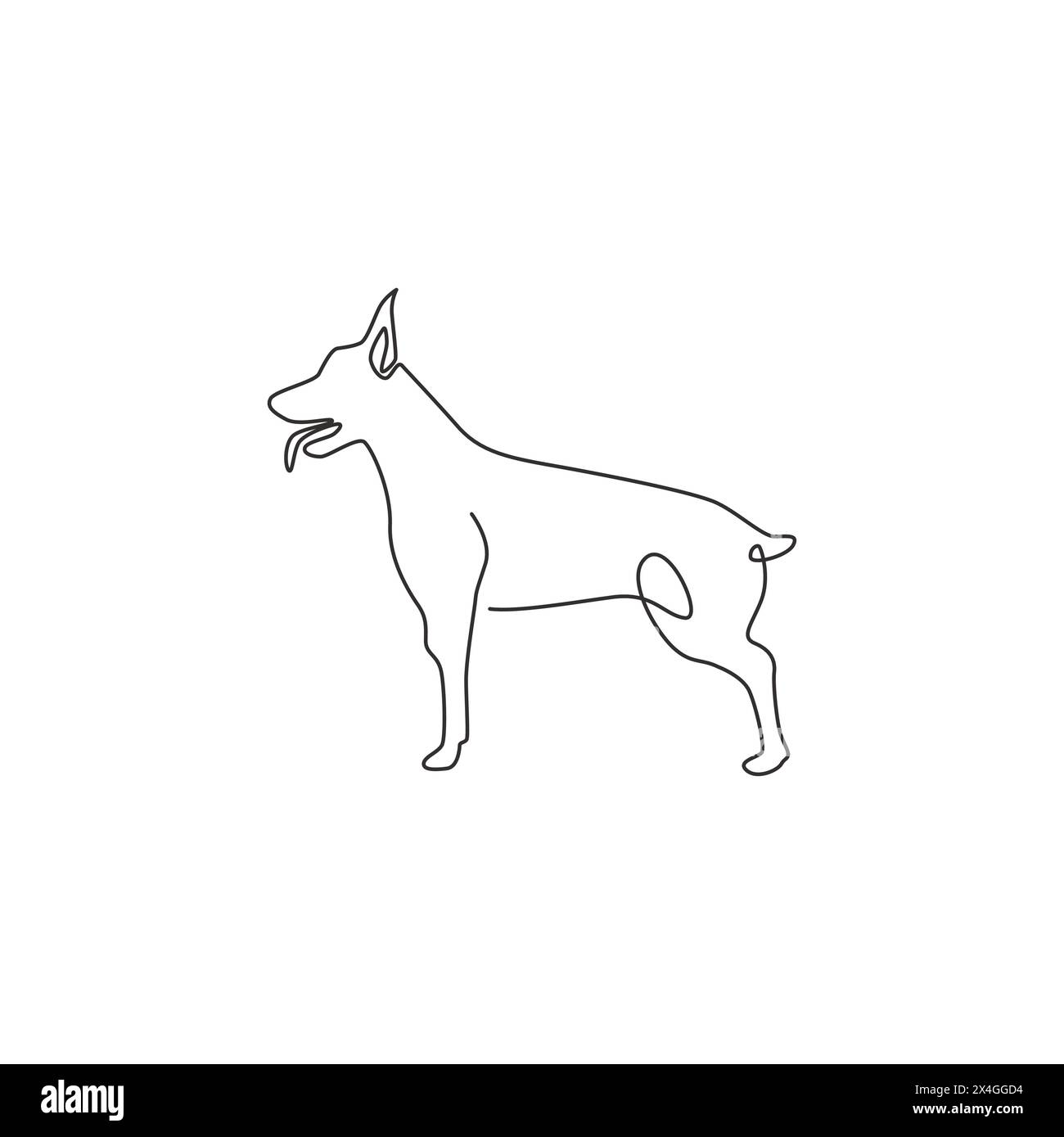 Single continuous line drawing of dashing doberman dog for security ...