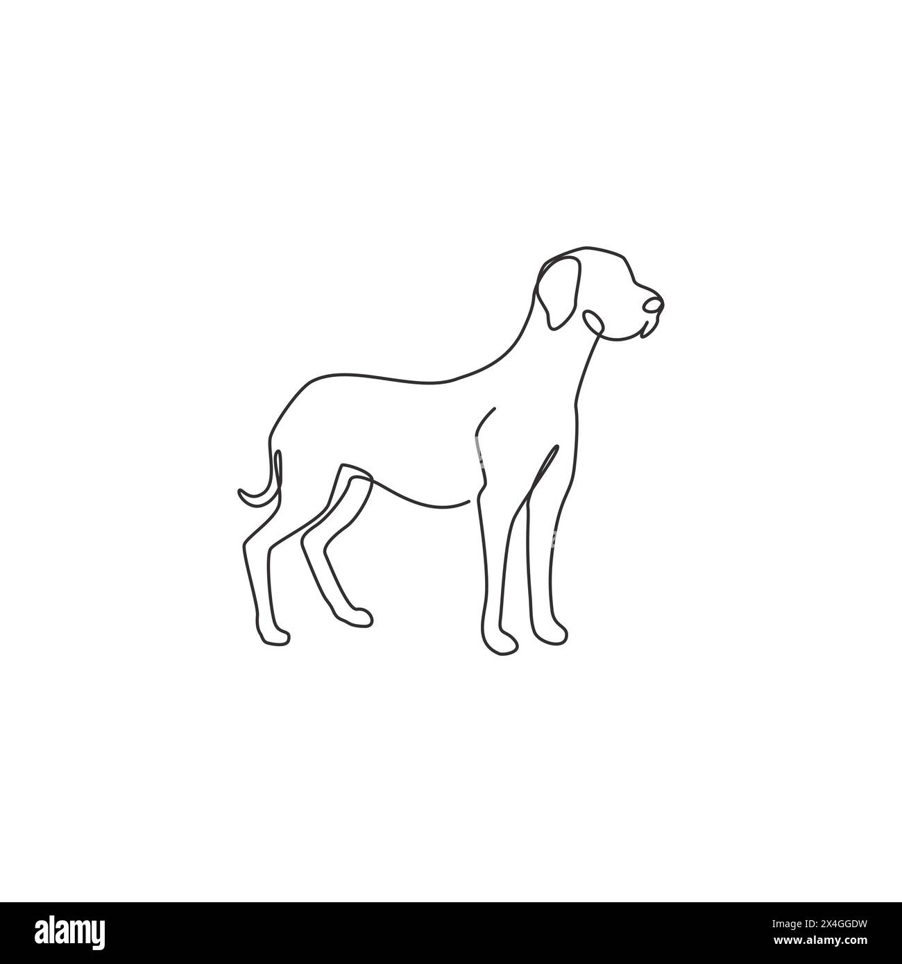 One continuous line drawing of dashing great dane dog for security ...