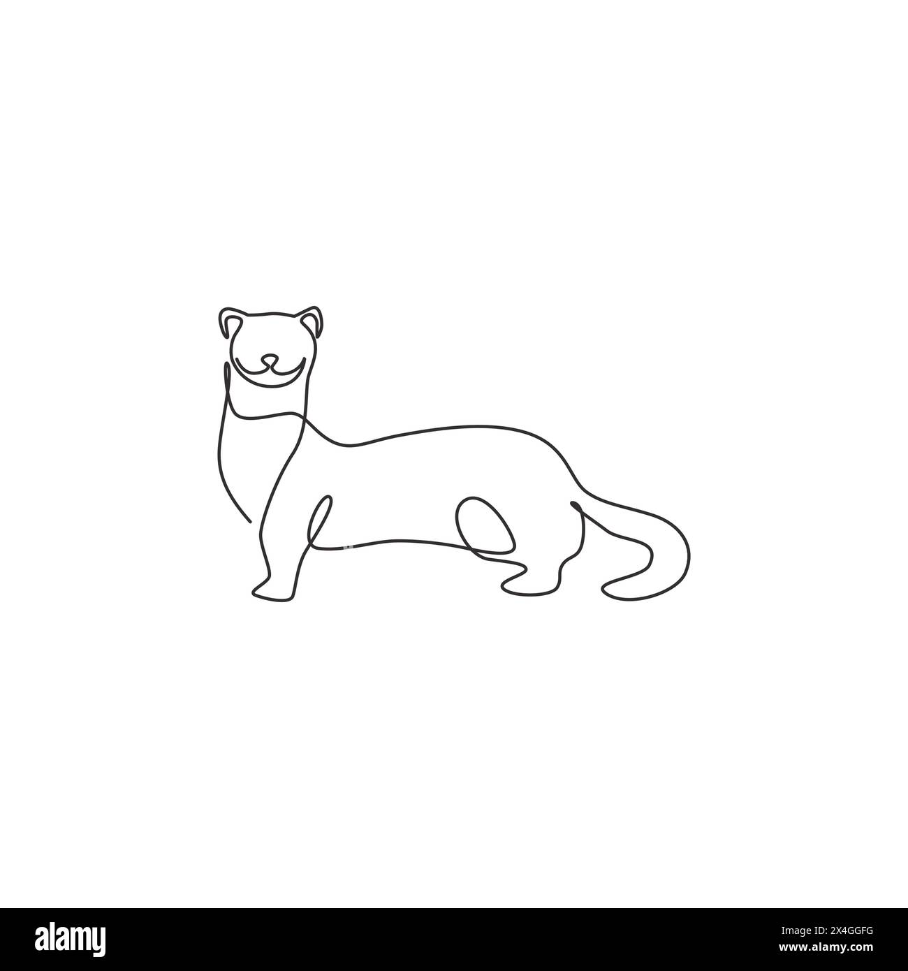 Single one line drawing of cute weasel for company logo identity. Small ...