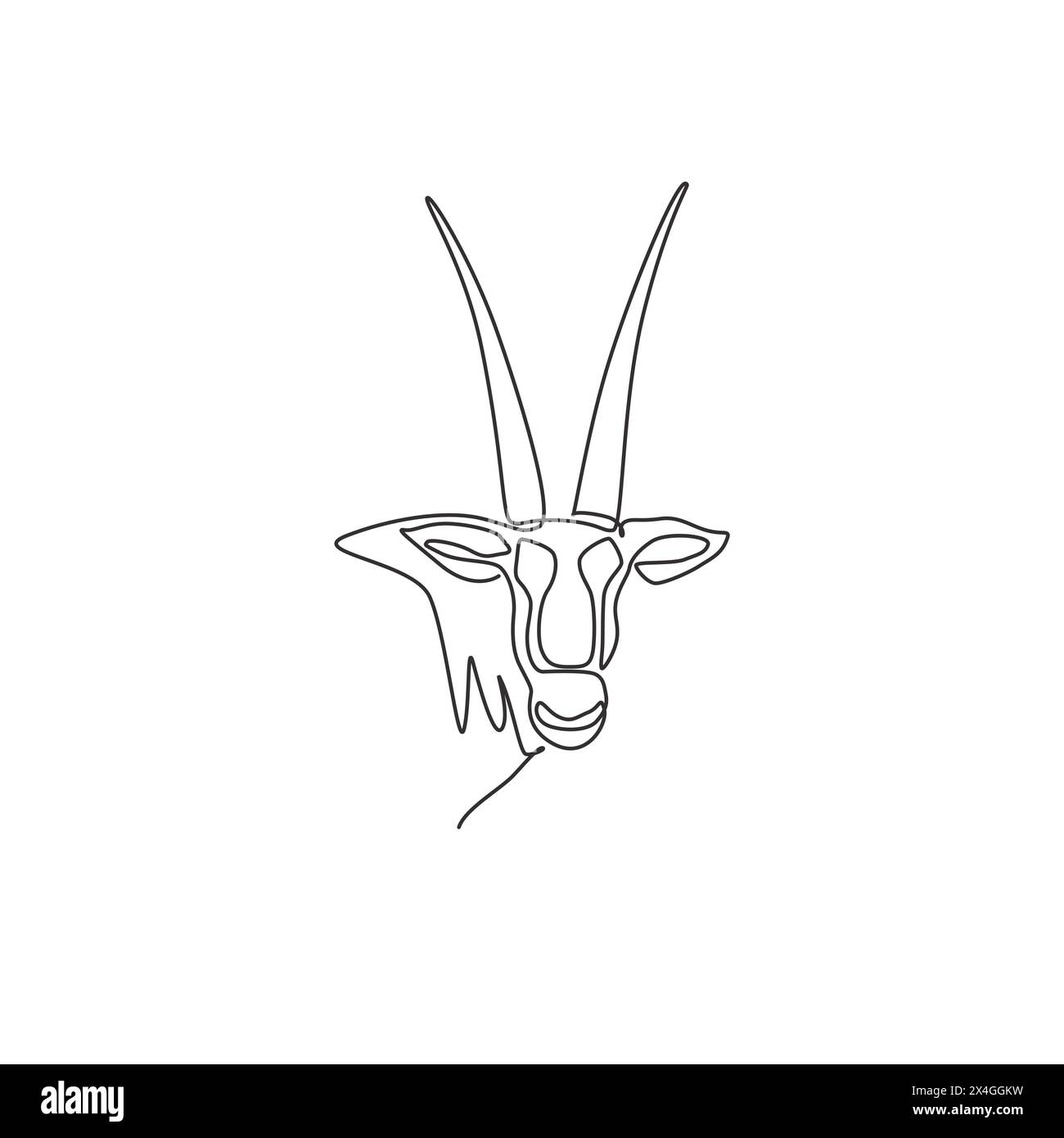Single one line drawing of gallant oryx head for company logo identity ...