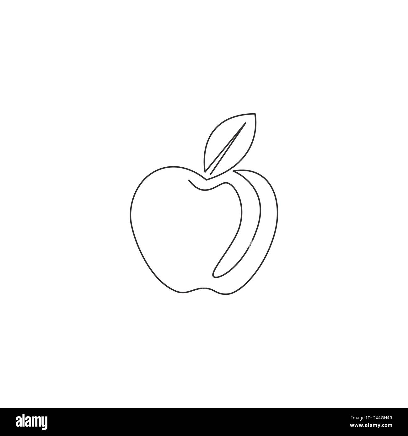 Single one line drawing of whole healthy organic apple for orchard logo ...