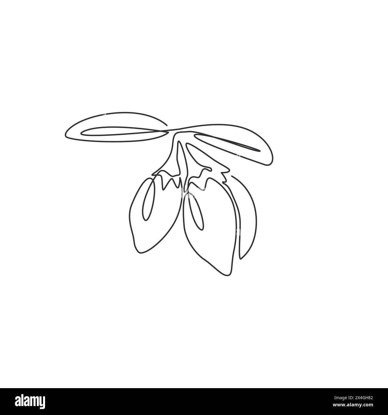 One single line drawing of pile healthy organic goji berries for ...